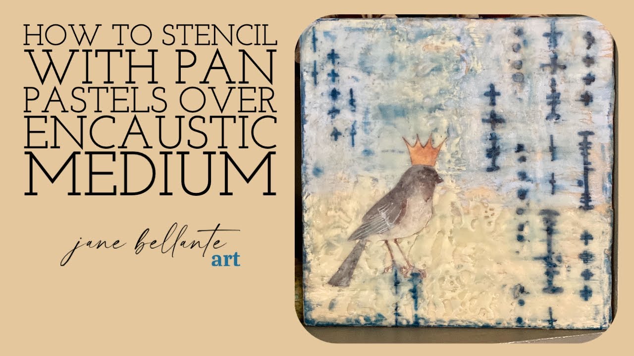 Using Pan Pastels to Stencil over Encaustic Medium - YouTube
