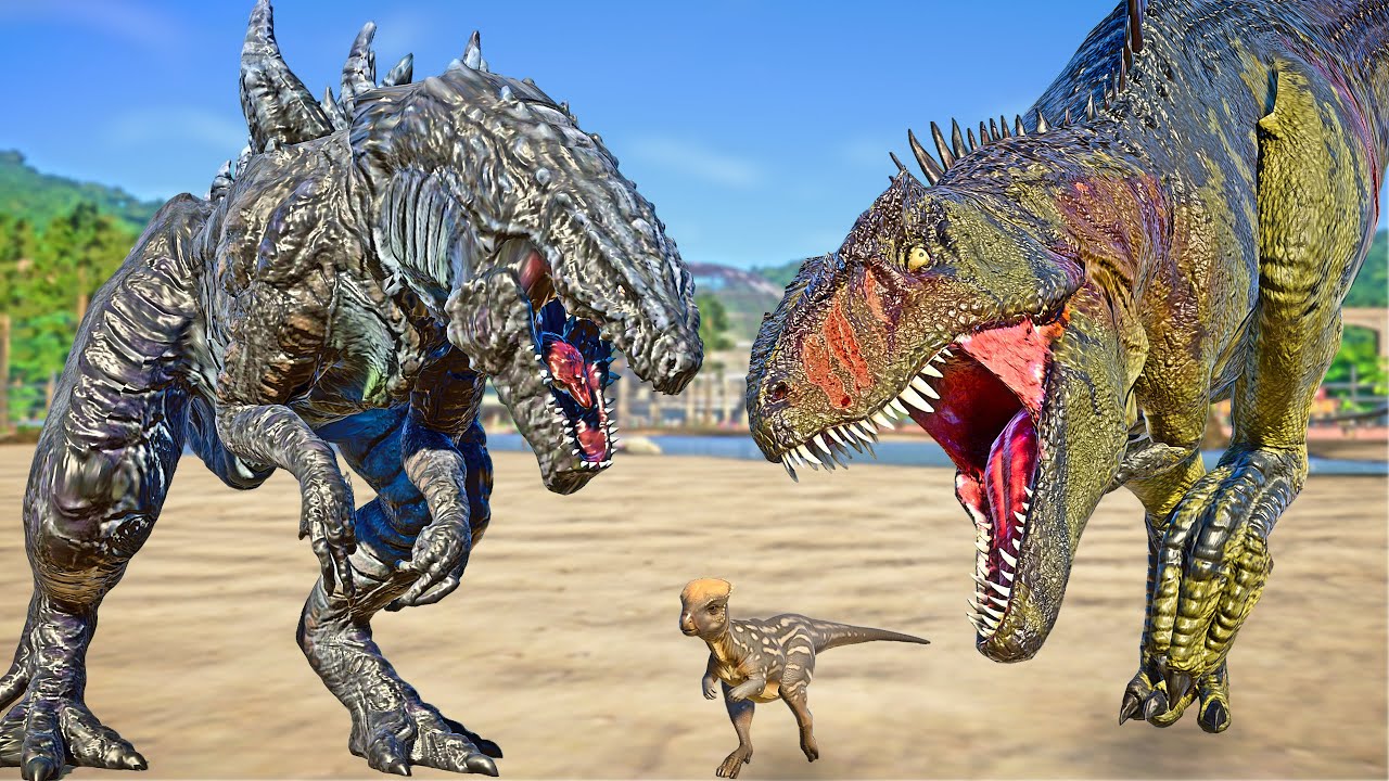 Giganotosaurus vs GODZILLA Dinosaurs Fight 🌍 JURASSIC WORLD DOMINION ...