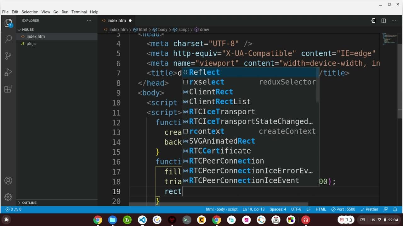 How to draw a house in Javascript (p5 js).How to draw a house using code. - YouTube