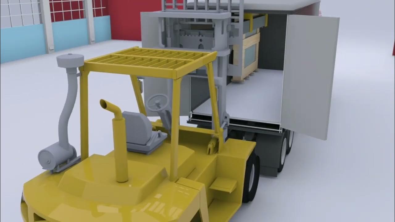glass crate load and unload form container- work with forklift - YouTube