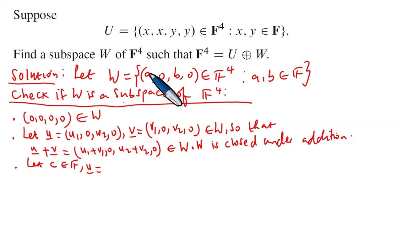 Mathematics | Linear Algebra | Subspaces & Direct Sums - YouTube