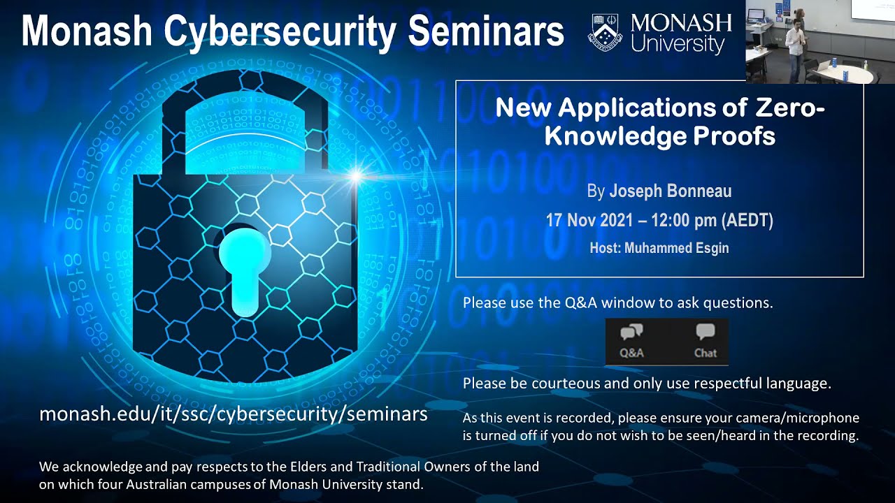 New Applications of Zero-Knowledge Proofs | Cybersecurity Seminars - YouTube