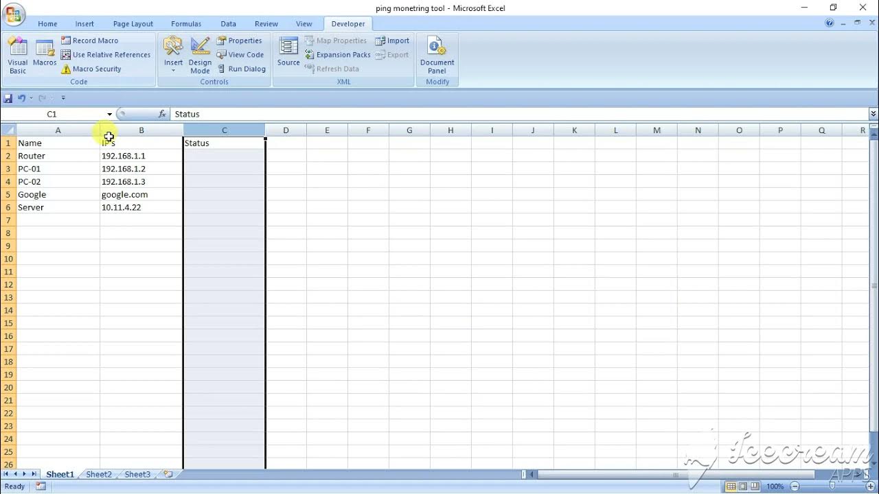 How to Show Developer option in MS Excel and how to create a ping monitoring tool with MS excel ...