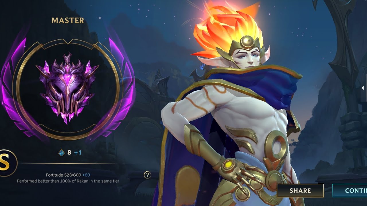 RAKAN 100%RATE MASTER RANK GAMEPLAY | WILD RIFT SEASON 8 - YouTube