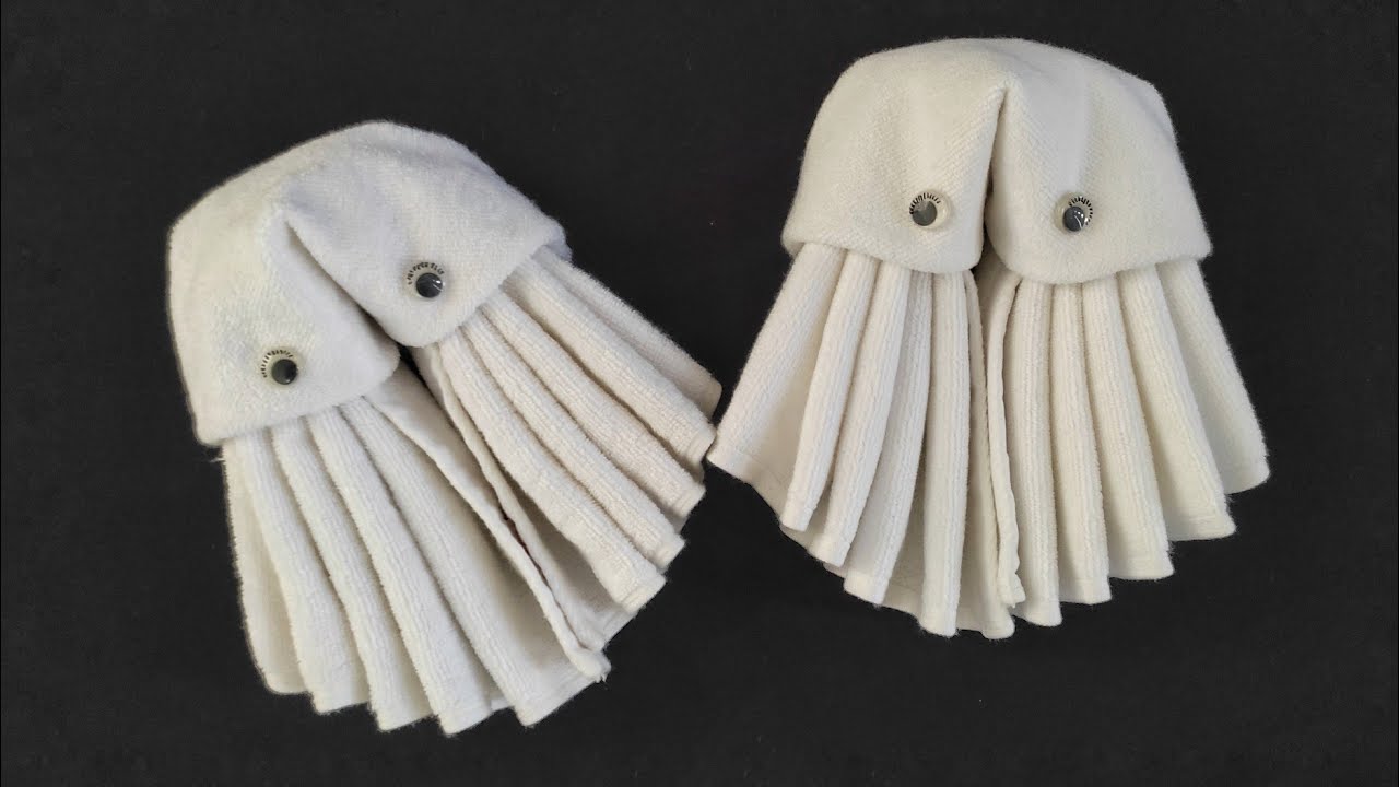 How to Make Jelly fish using Towel | Towel art | Towel folding design ...