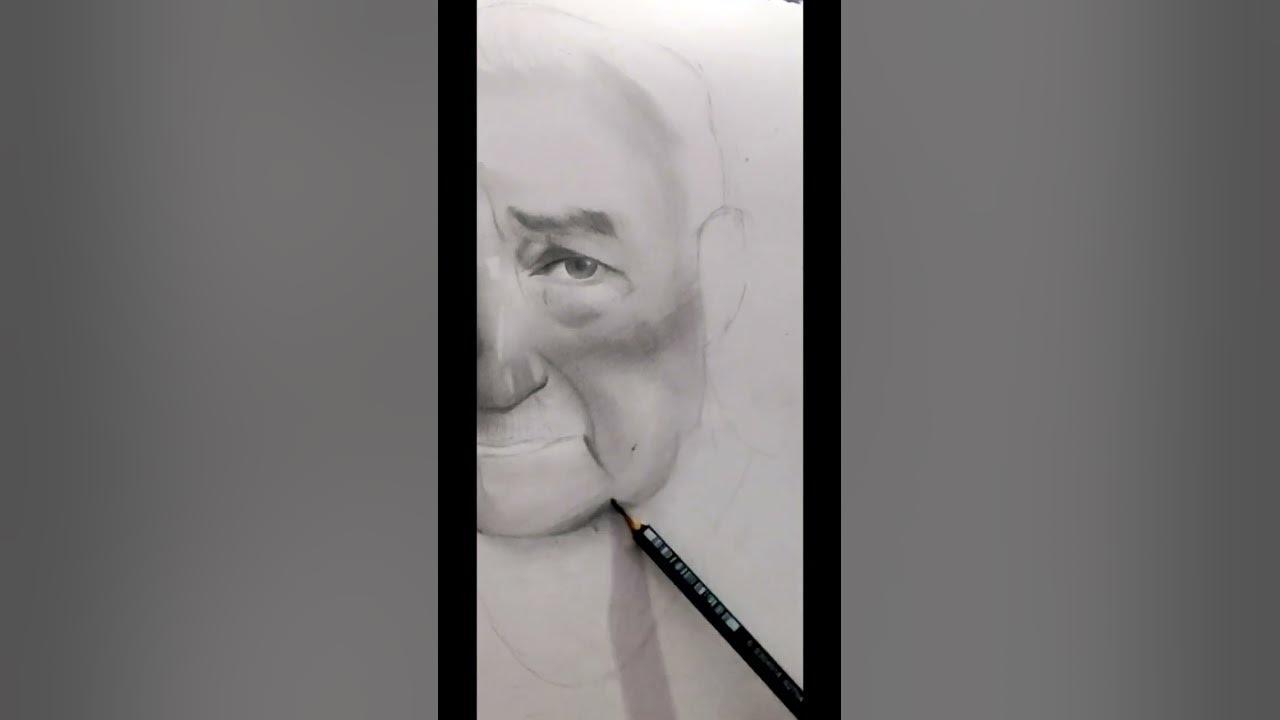 رسم رجل عجوز تظليل الوجه 💯 كورس الرسم 😍 Youtube