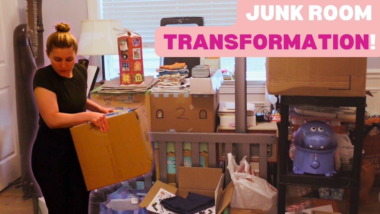 Junk Room Declutter - $0 2-Day Transformation - YouTube