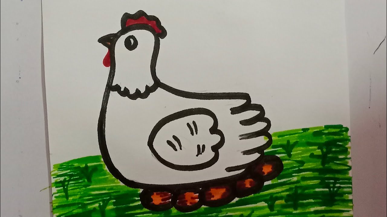 How to draw Hen#Easy to draw Hen. - YouTube