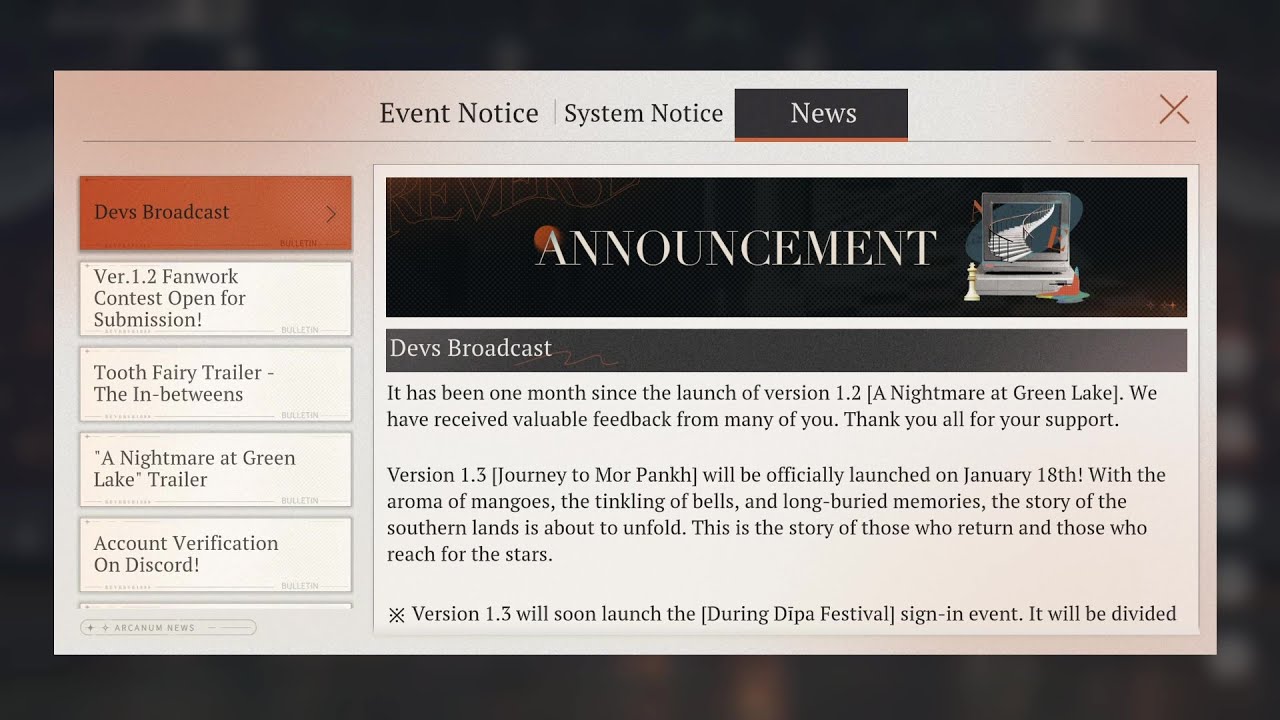 Reverse: 1999 - Devs Broadcast Rewards v1.3 Announcement Notice - YouTube