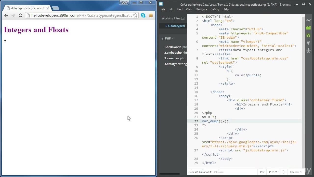 5 Data Types Integers And Floats Php Youtube