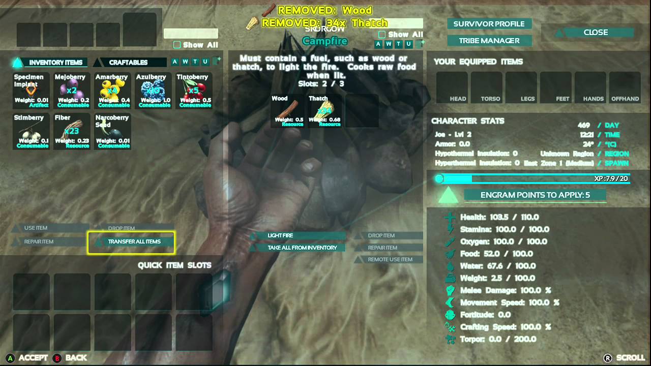 ARK Survival Evolved - Camp Fire Maker , gameplay (xbox one) - YouTube