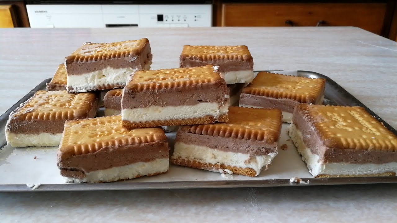 glace biscuit sandwich//gelato biscotto/glace sandwich kinder - YouTube