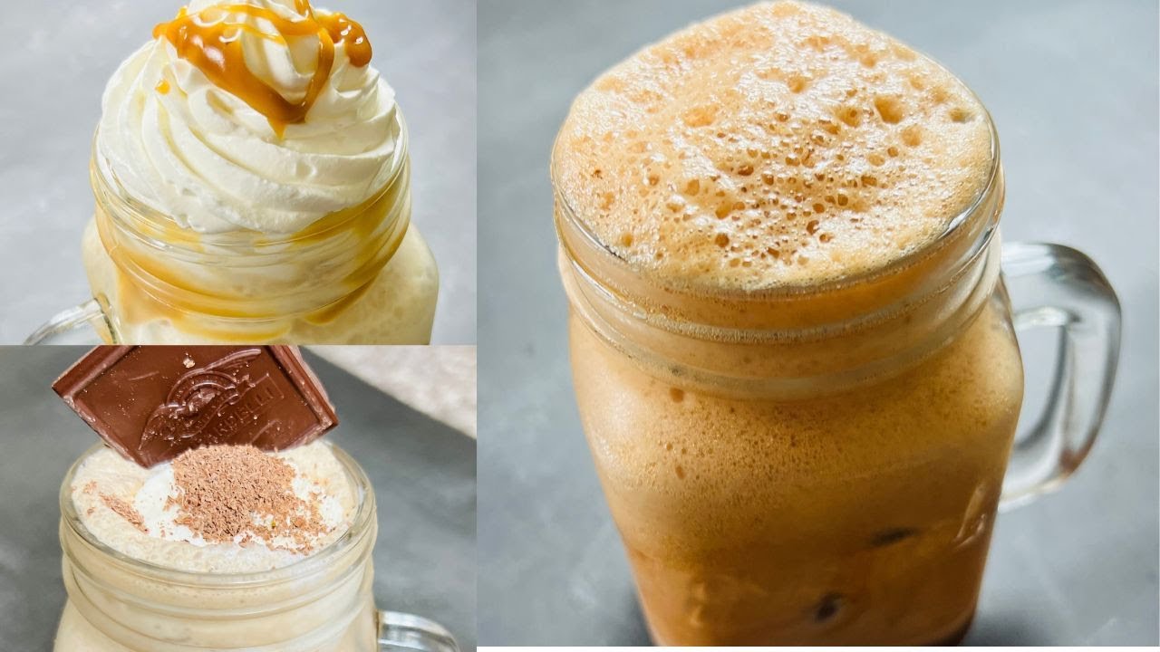 Cold coffee 3 ways | Caramel Cold Coffee |Mocha cold Coffee | Rose Iced ...