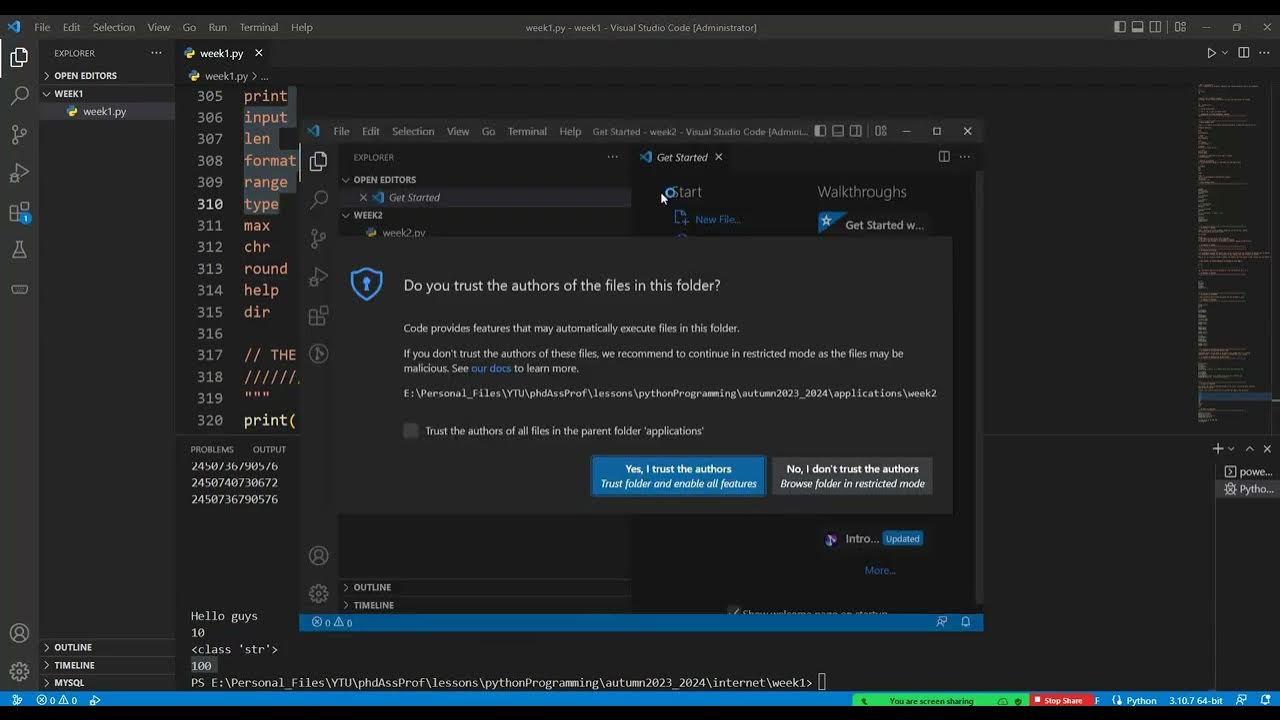 2023/2024 Autumn - Python Programming - Les1-2 - Python Concepts - YouTube