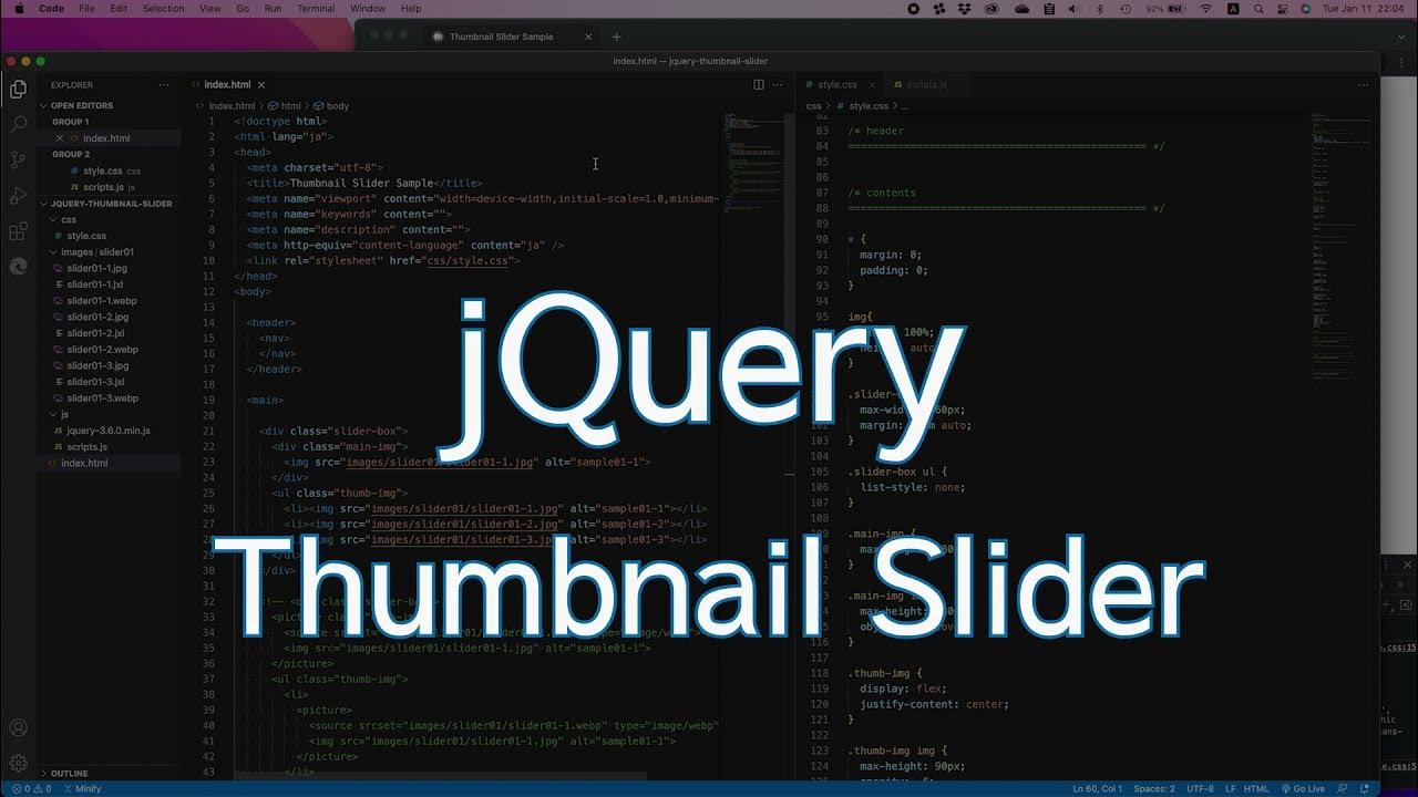jQuery Thumbnail Slider - jQueryでプラグインを使わずに、サムネイル画像付きのスライダーを作成（自作）する ...