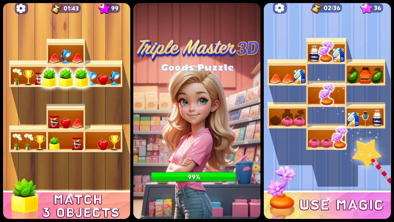 Triple Master 3D: Goods Puzzle (Gameplay Android) - YouTube