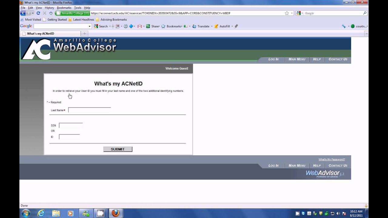 How to find your UserID and Password through WebAdvisor - YouTube