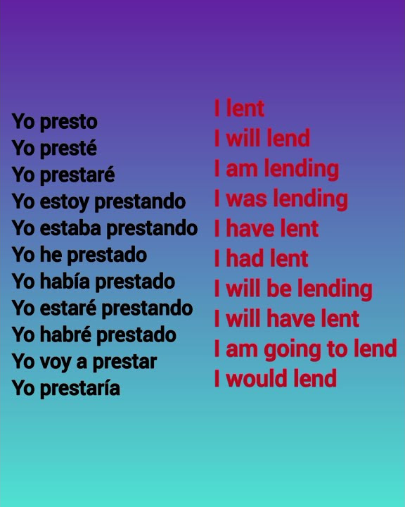 Verbo prestar conjugado en inglés - YouTube