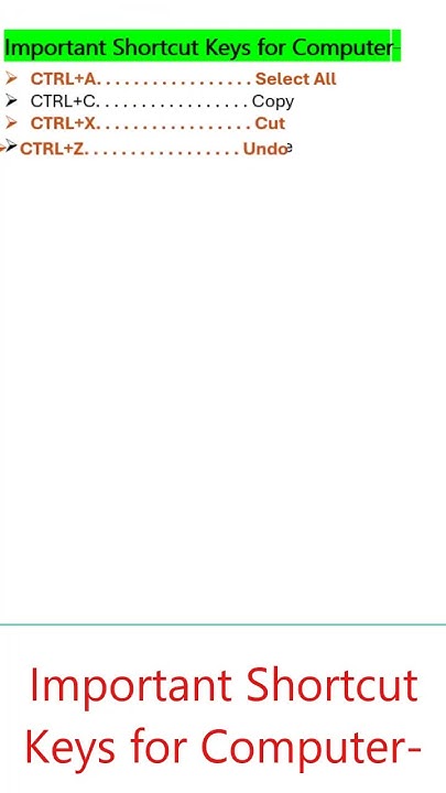 Important shortcut keys for computer #shorts - YouTube