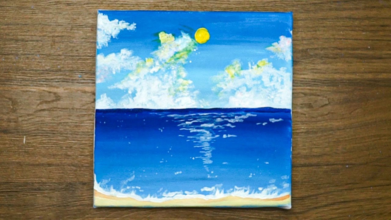 Ocean & Sky Landscape / Easy Seascape Painting / Acrylic Painting ...