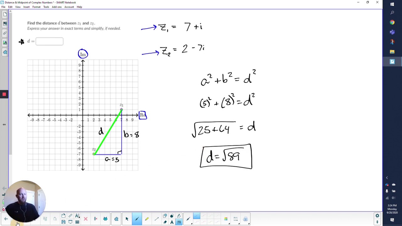 Distance & Midpoint of Complex Numbers - YouTube