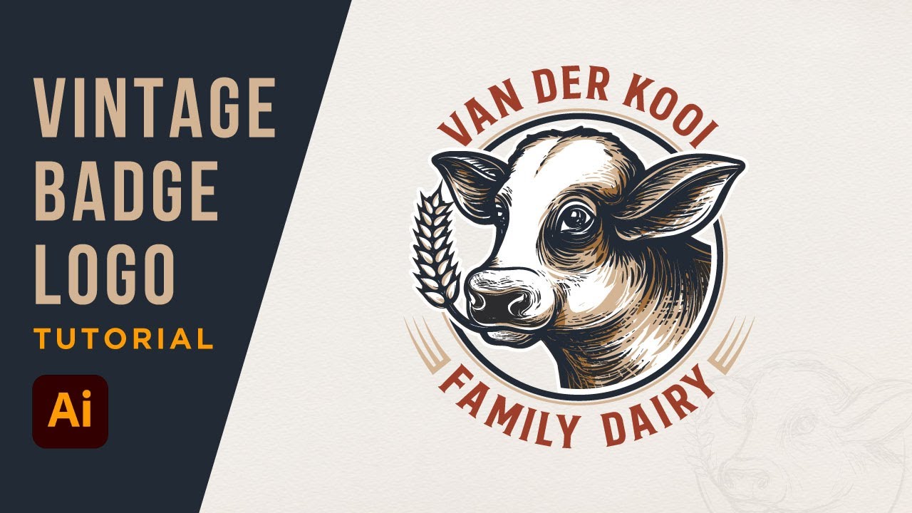 How to Cow Logo Drawing Adobe Illustrator | VINTAGE designs tutorial ...