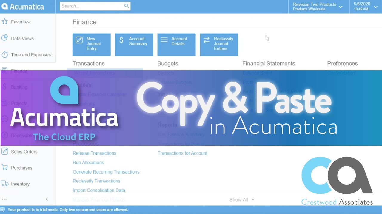 Copy And Paste Function In Acumatica YouTube Copy And Paste Function In Acumatica YouTube