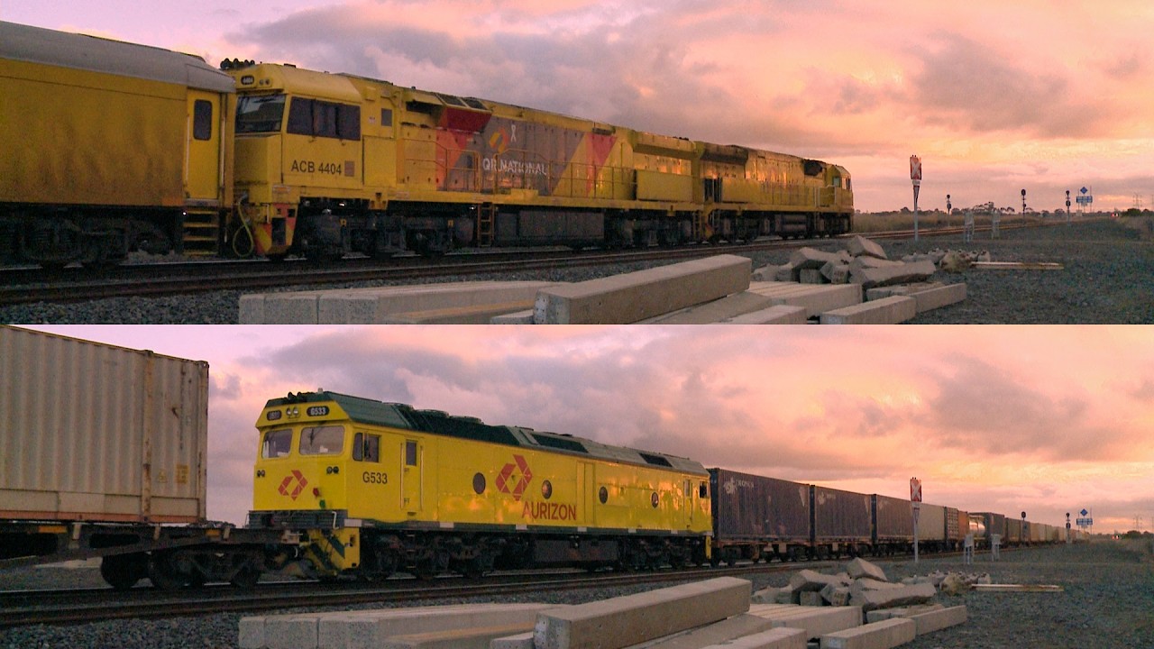 7MP1 Aurizon Team Global Express Container Train ACD6047 ACB4404 G533 ...