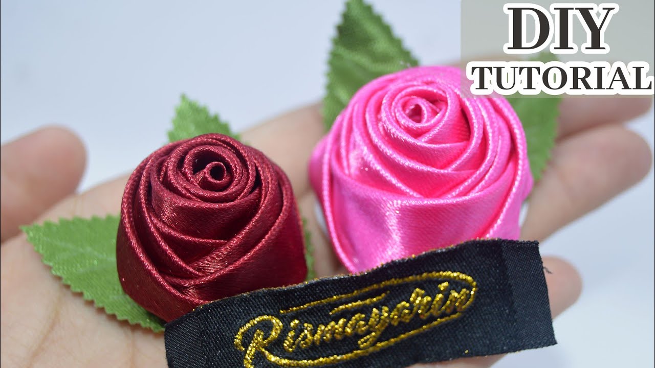 DIY Tutorial Membuat Bros Bunga Mawar Kuncup Dari Pita Satin || satin ...
