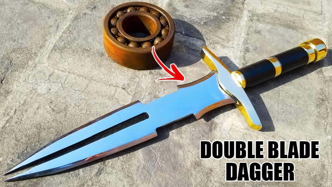 Turning Rusty Bearing into a Double Blade Dagger - YouTube