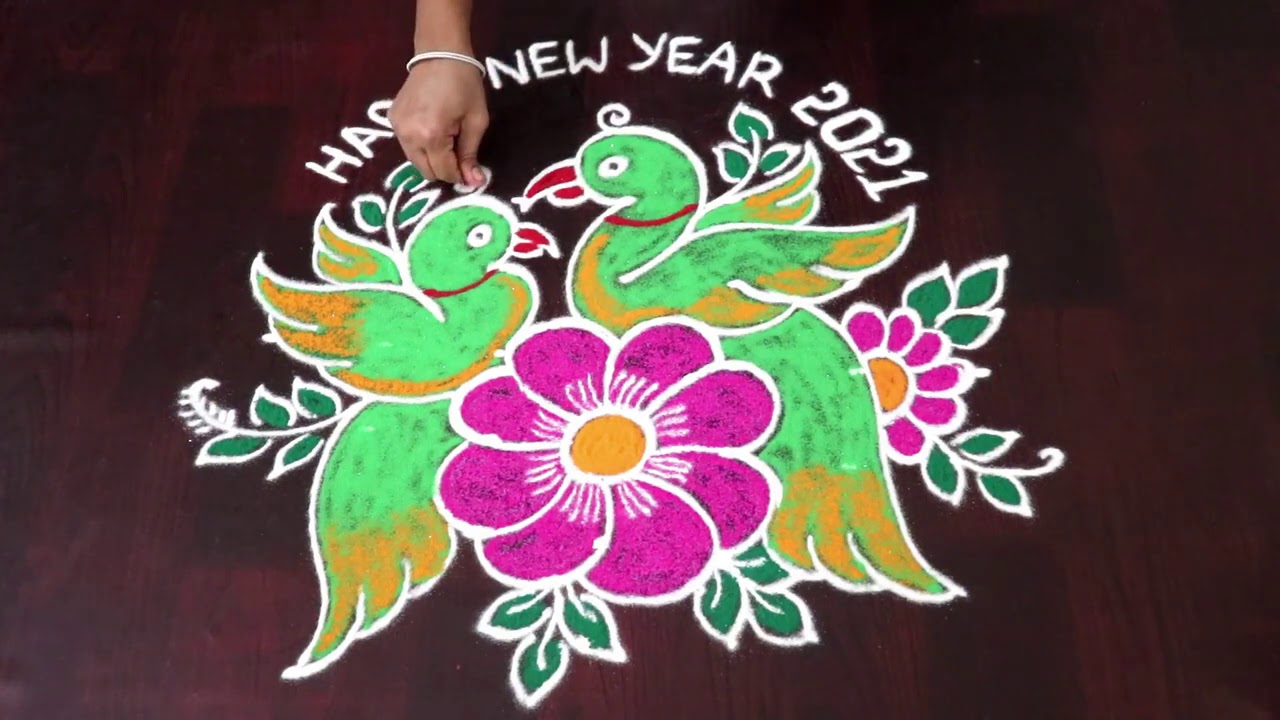 2 Simple New Year Rangoli 2021 Designs | Latest New Year Kolam | New ...