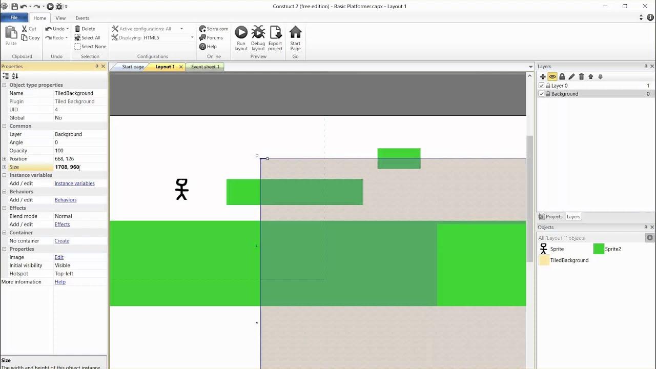 Construct 2 Tutorials Episode 3 - Adding Backgrounds - YouTube
