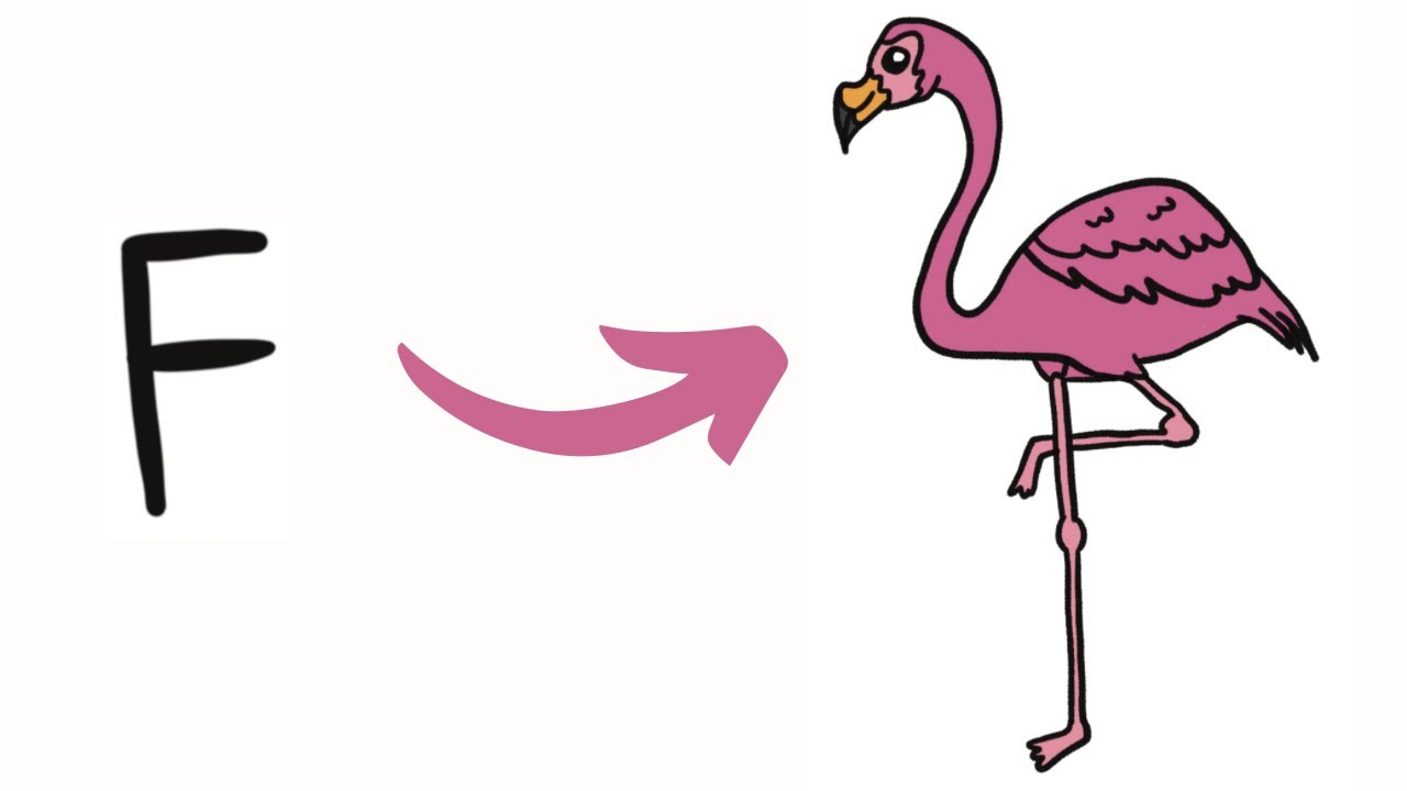 Flamingo Fun | Turning Letter F into a Fabulous Bird! | Drawing ...
