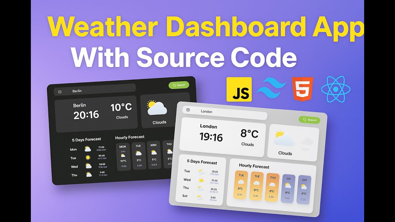 Create a Weather Dashboard Web App with HTML, Tailwind CSS, JavaScript ...