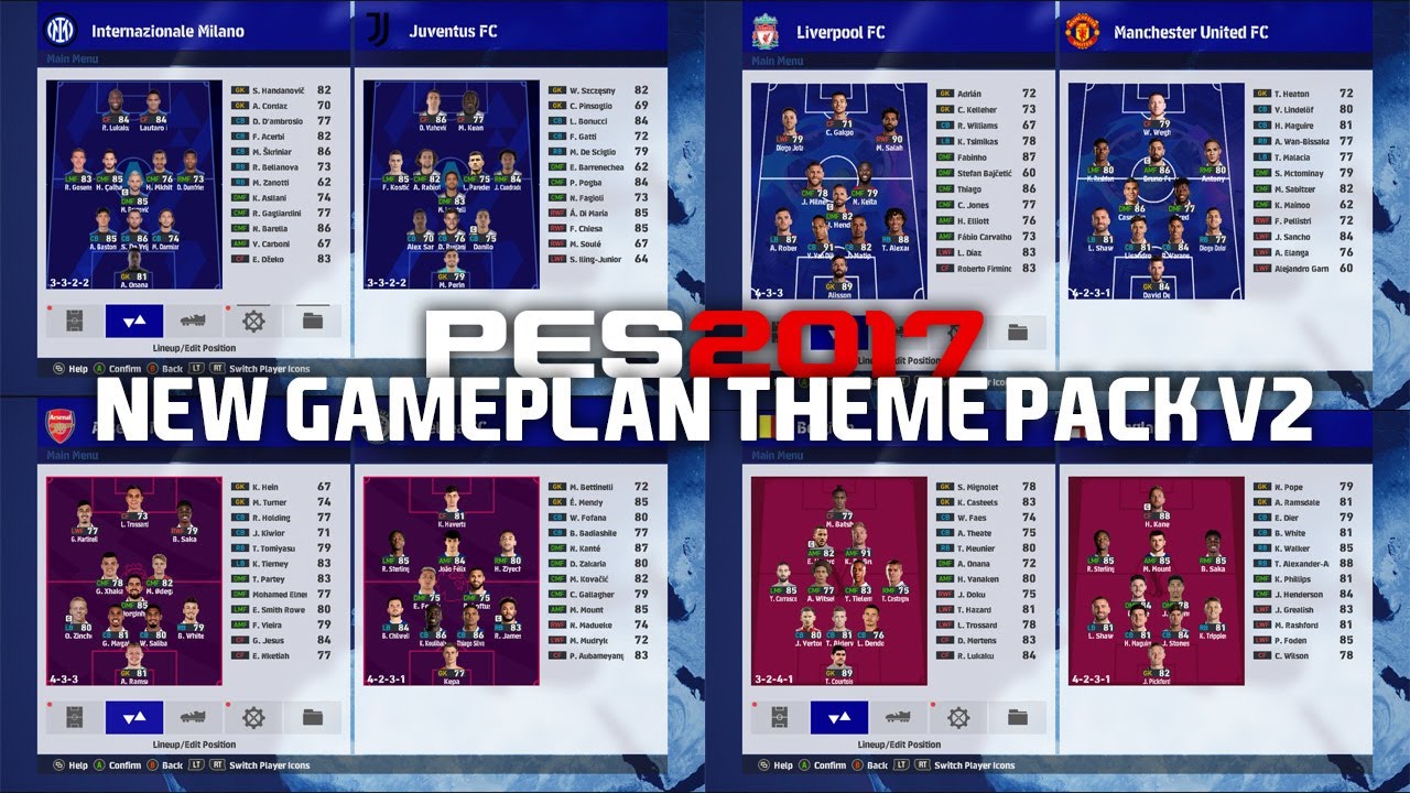 PES 2017 NEW GAMEPLAN THEME PACK V2 2023 | EPL, LALIGA, SERIE A, UCL, WC, ETC - YouTube