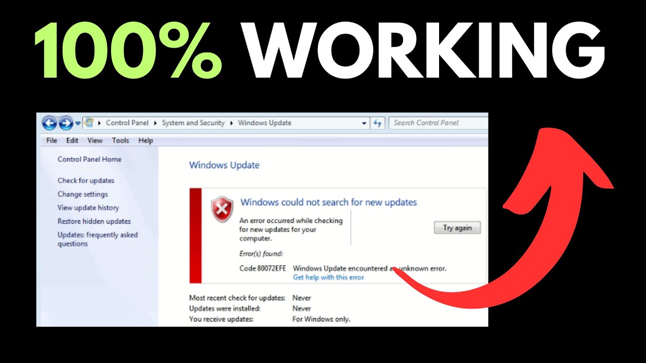 Fix Windows Update Error 80072efe - YouTube