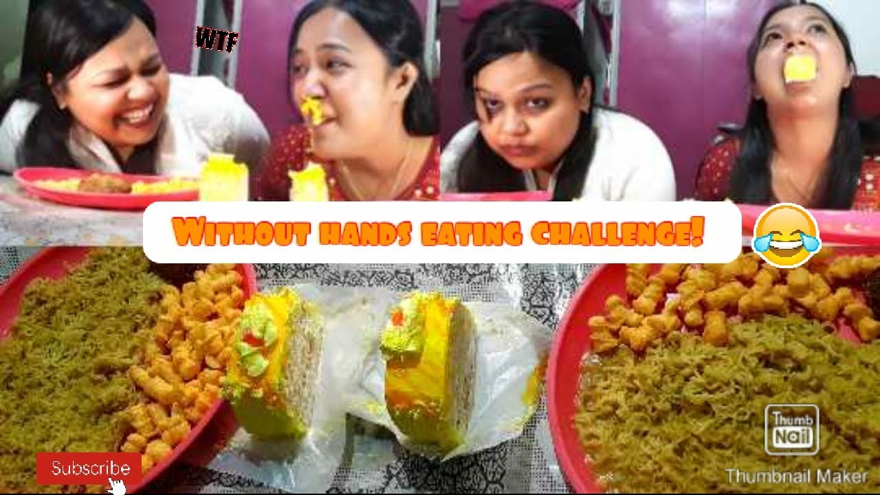Without Hand Eating Challenge | #funnyvideo | Ankita das | Snigdha Bose ...