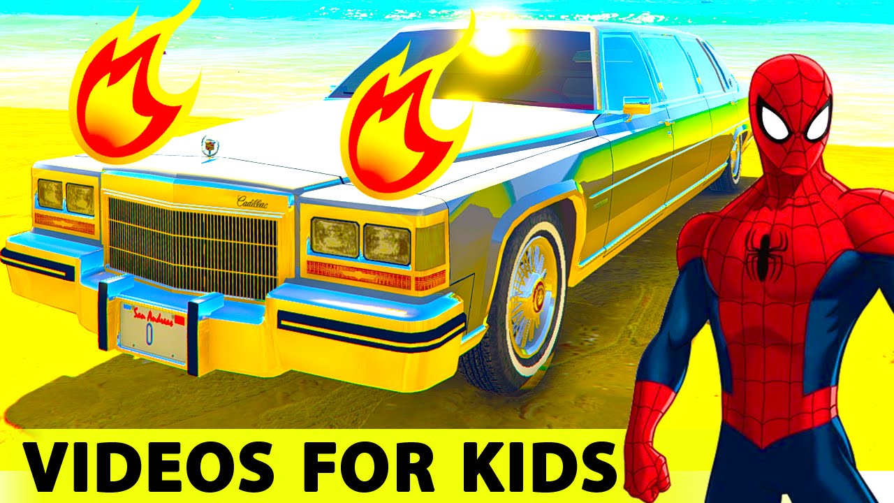 COLORS LIMOUSINE Spiderman Cartoon for Kids - Epic Cars Party with ...