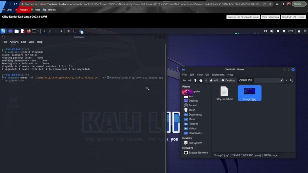 How to embed a text into image Kali Linux Steghide - YouTube