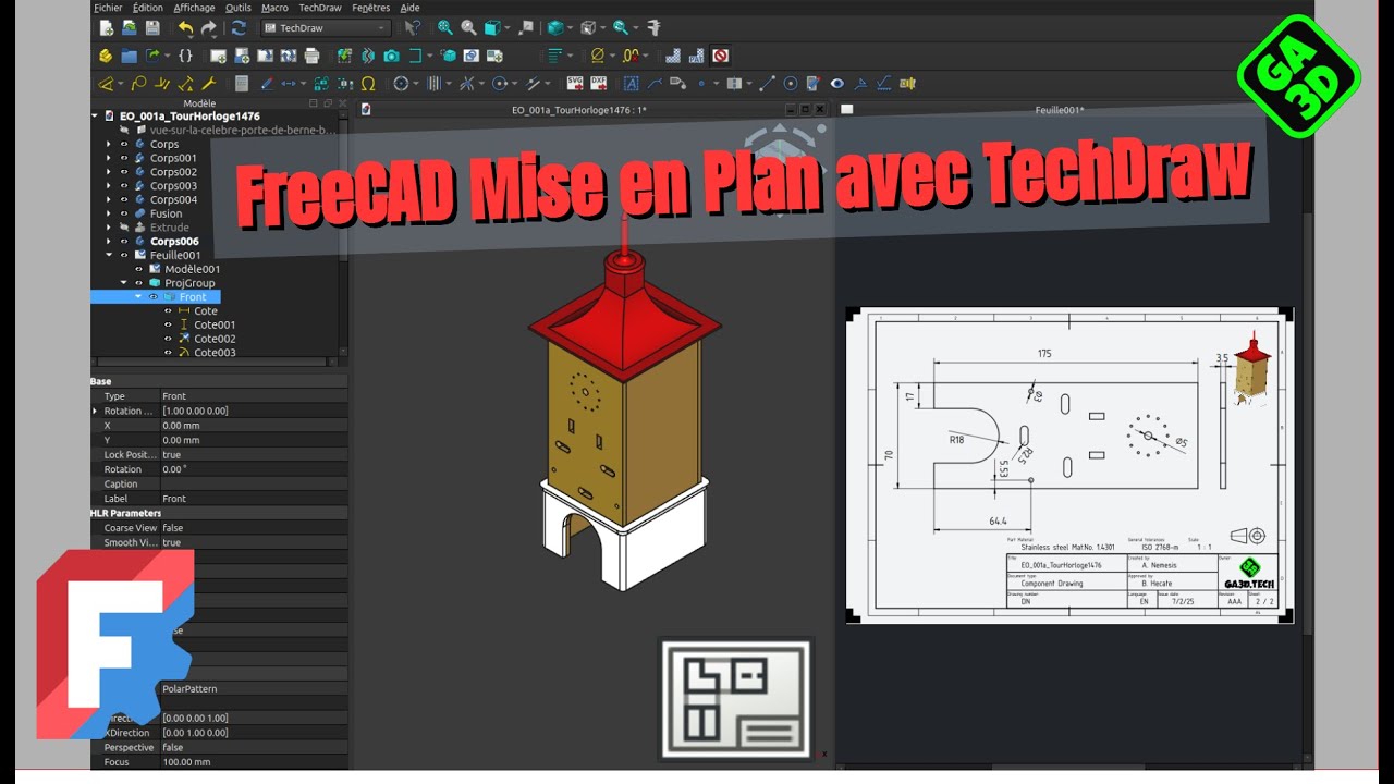 FreeCAD TechDraw : Maîtrise la mise en plan 2D comme un pro ! (Vue ...