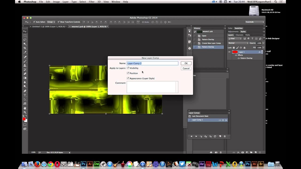 Photoshop CC : Pattern overlay and layer comp linked - YouTube