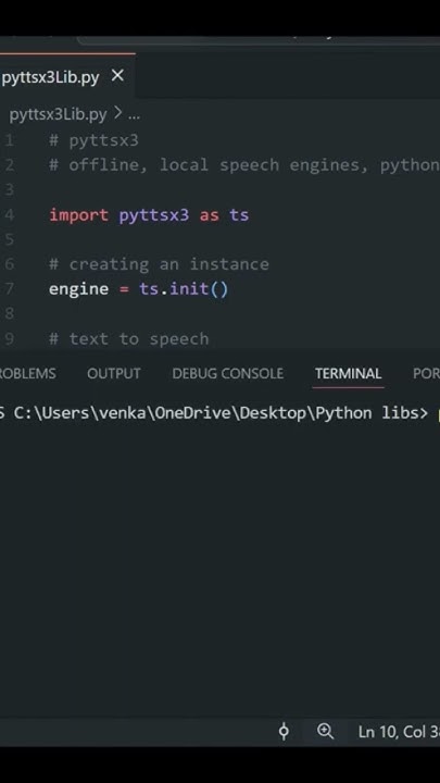 Pyttsx3 Say Method Python Coding Ai Texttospeech Trending Trendingvideo Trendingshorts