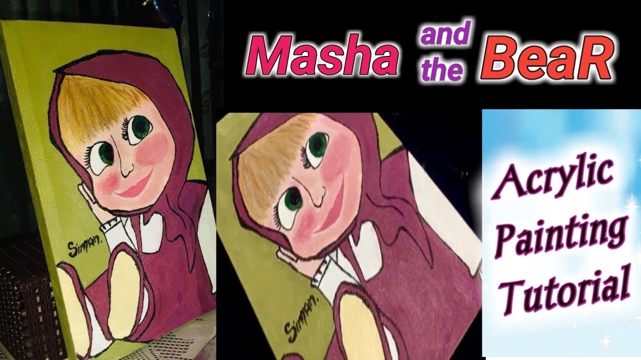 Easy Masha Cartoon Painting Tutorial | Acrylic Painting | Time-lapse ...