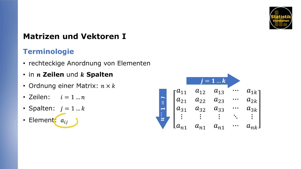 Matrizen und Vektoren I (Terminologie) - YouTube