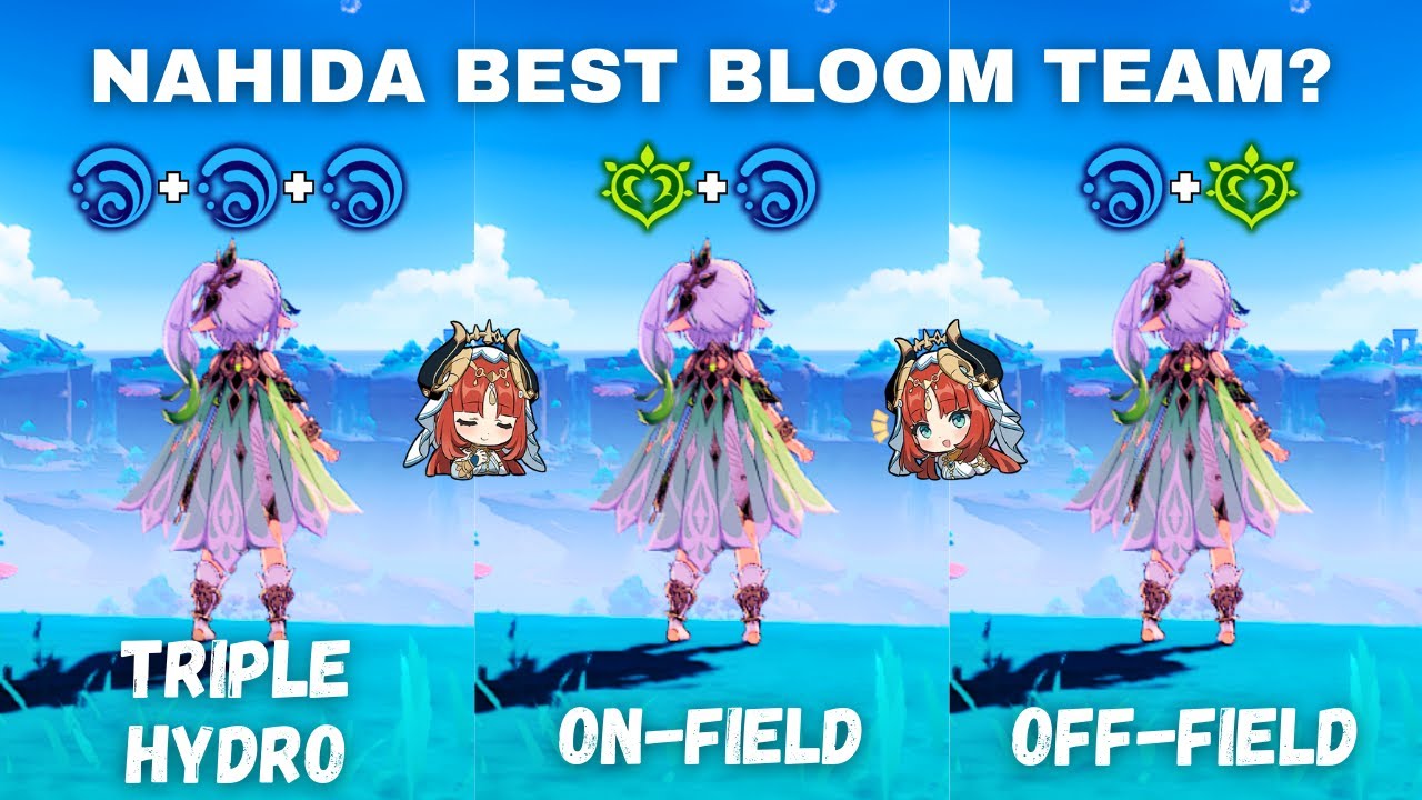 C0 F2P Nahida best Bloom team!! Triple Hydro vs On-Field vs Off-Field Nahida [Genshin Impact ...