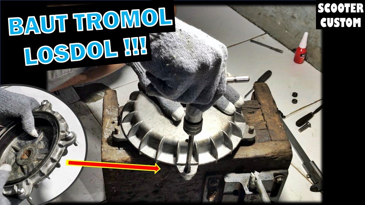 Perbaikan baut tromol yang aus atau rusak - YouTube