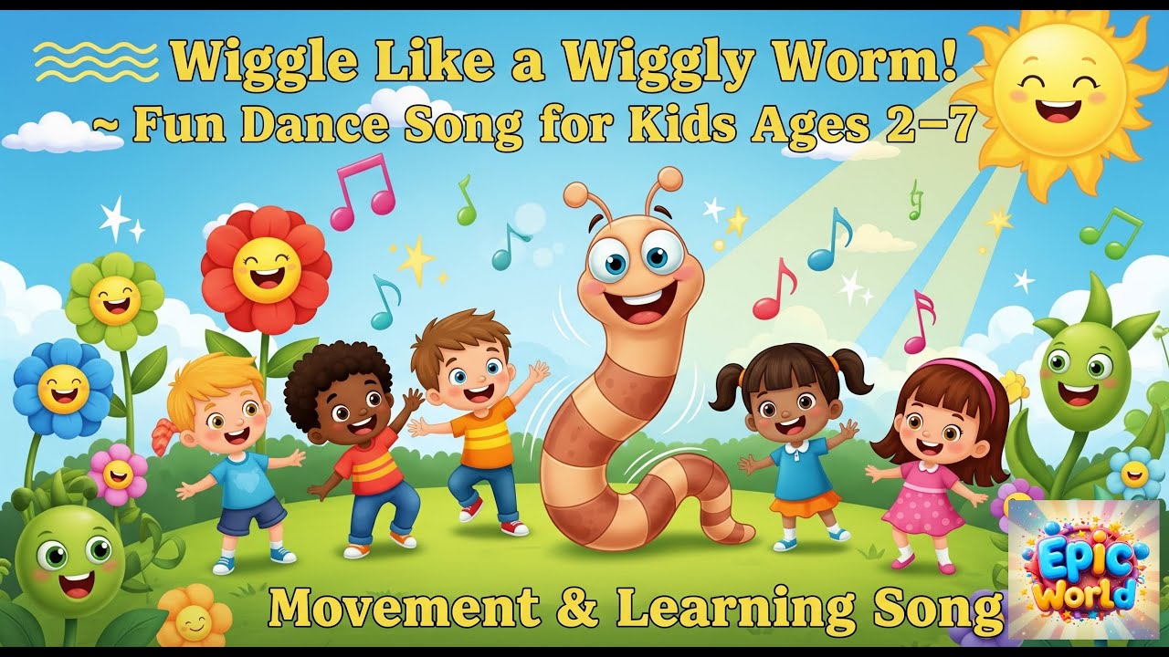 Wiggle Like a Wiggly Worm! 🪱 Fun Dance Song for Kids Ages 2–7 Movement ...