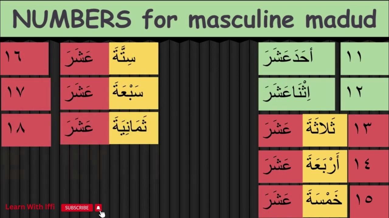 Learn Arabic Numbers 11 to 20 | Madina Book 2 Lecture 8 | Arabic ...