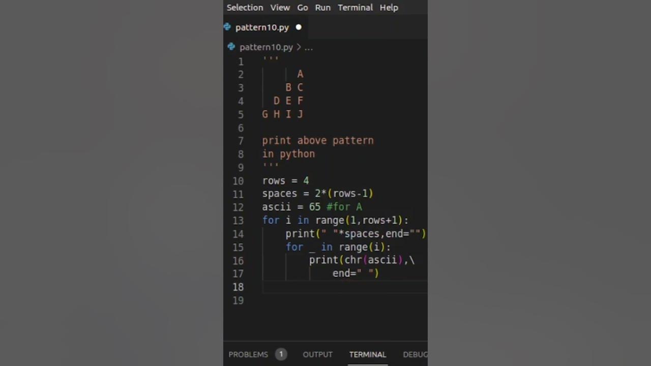 Print Triangle Alphabet Pattern Using Python | Traingle Pattern - 11 | Tech Blooded | #Shorts ...