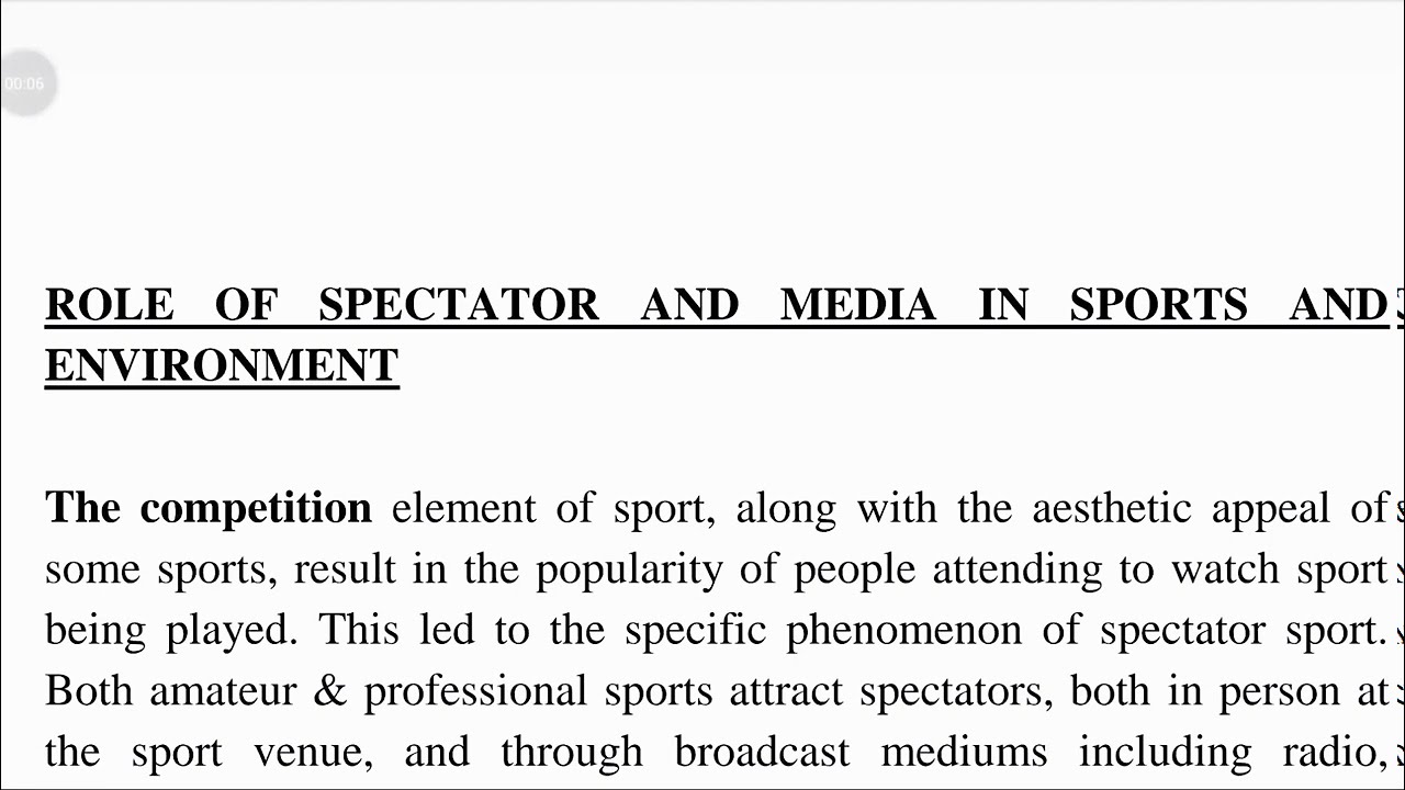 ROLE OF SPECTATOR AND MEDIA IN SPORTS AND ENVIRONMENT - YouTube